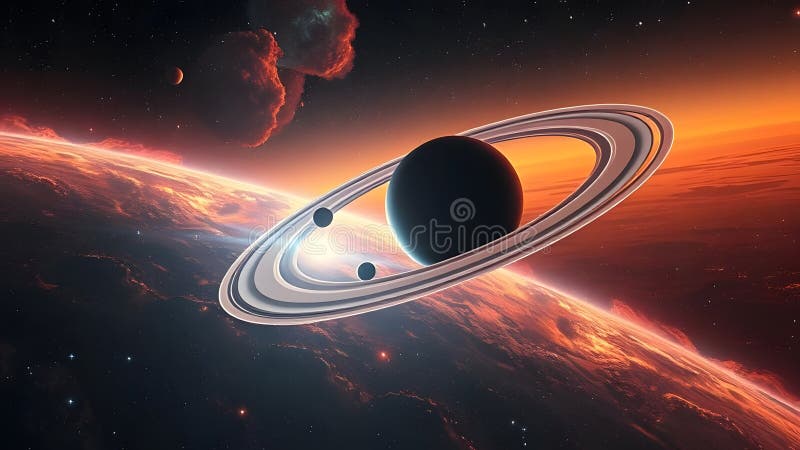 Celestial Ballet Planetary Alignment and Nebula Glow Stock Illustration ...