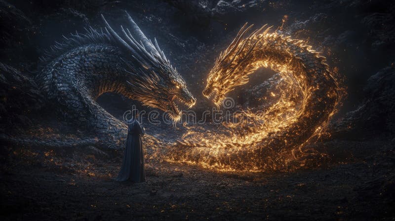 Celestial Battle Dragon and Being Unite in Magical Realm Fantasy Art ...