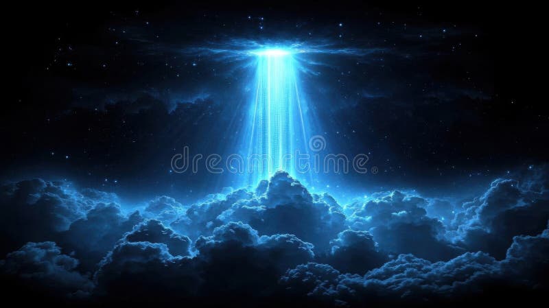 Celestial Beam over Clouds stock image. Image of cosmic - 368970807