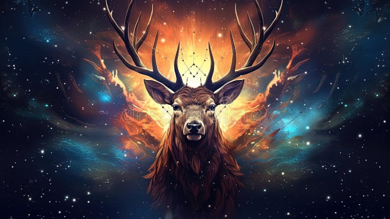 Celestial Beast in Cosmic Realm Stock Illustration - Illustration of ...