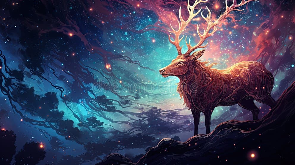 Celestial Beast in Cosmic Realm Stock Illustration - Illustration of ...