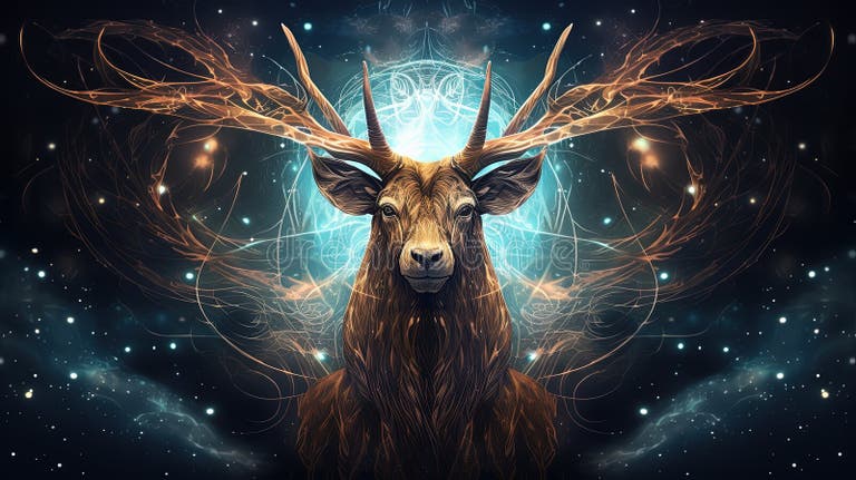Celestial Beast in Cosmic Realm Stock Illustration - Illustration of ...