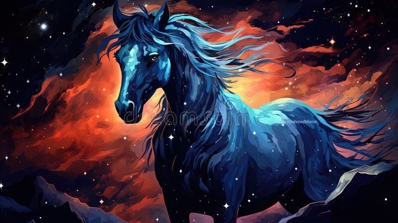 Celestial Beast in Cosmic Realm Stock Illustration - Illustration of ...