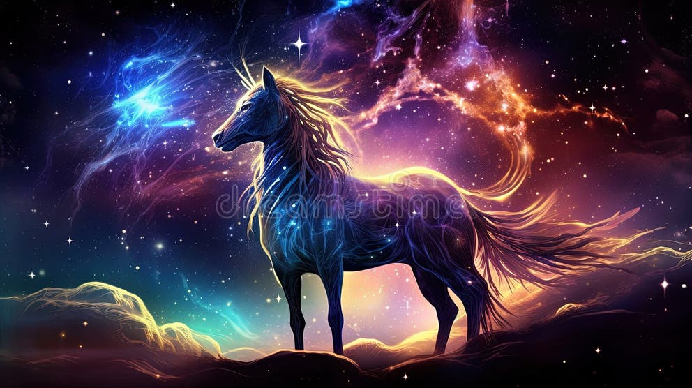 Celestial Beast in Cosmic Realm Stock Illustration - Illustration of ...