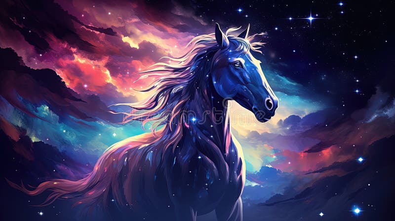 Celestial Beast in Cosmic Realm Stock Illustration - Illustration of ...