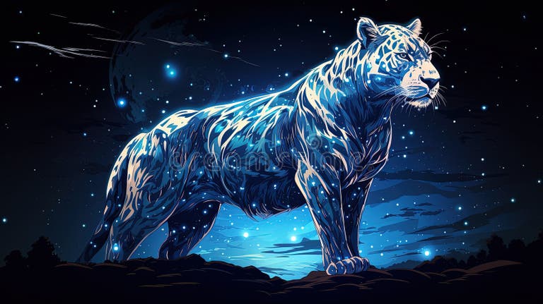 Celestial Beast in Cosmic Realm Stock Illustration - Illustration of ...