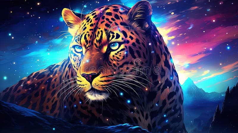 Celestial Beast in Cosmic Realm Stock Illustration - Illustration of ...