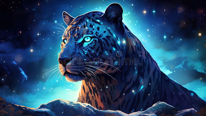 Celestial Beast in Cosmic Realm Stock Illustration - Illustration of ...