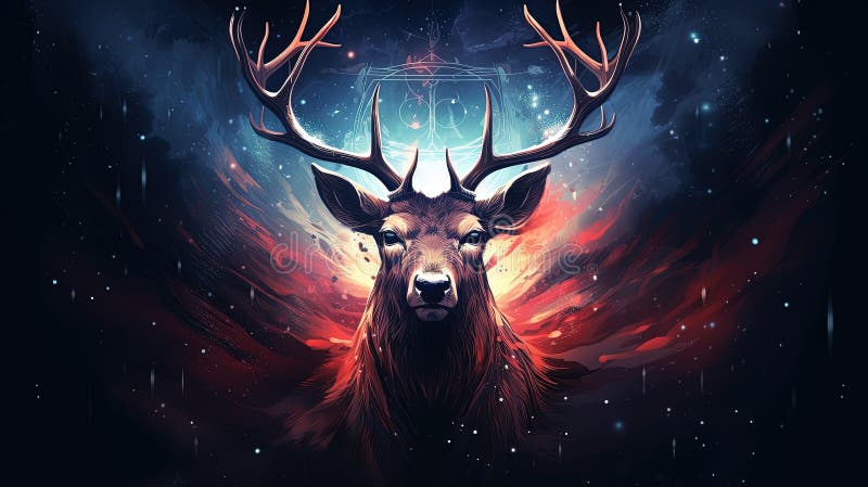 Celestial Beast in Cosmic Realm Stock Illustration - Illustration of ...