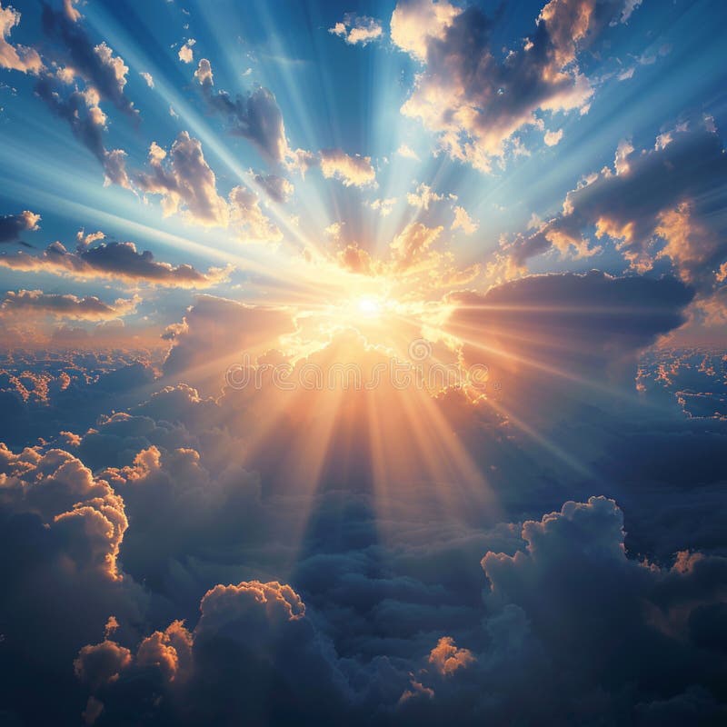 Celestial Beauty Divine Rays Break through Clouds, Revealing Serene ...
