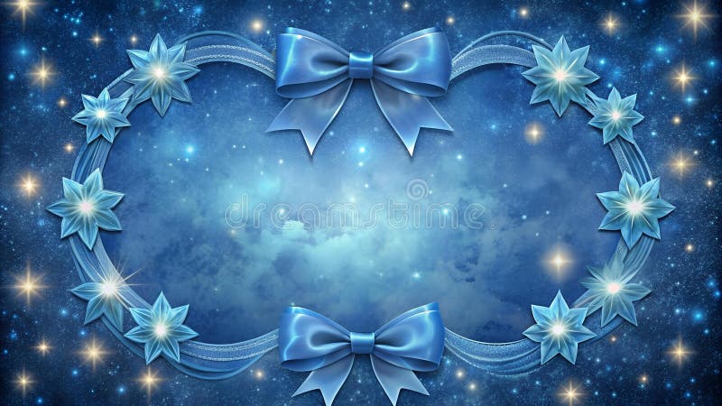 Celestial Blue Bow Frame: a Night Sky Tapestry Generative AI Stock ...