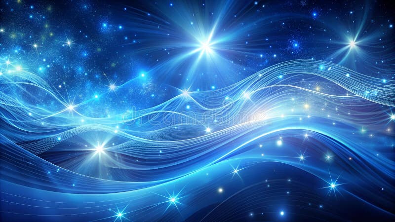 Celestial Blue Digital Wave Generative AI Stock Illustration ...