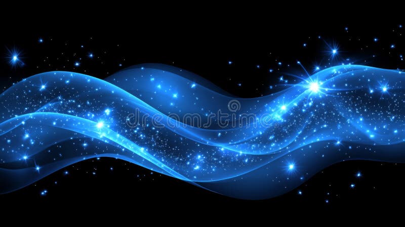 Celestial Blue Wave with Sparkling Stars Stock Illustration ...