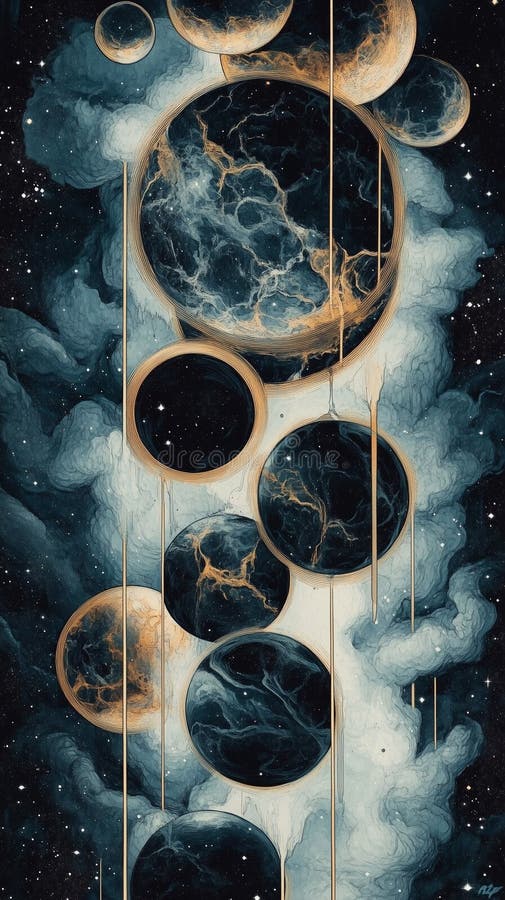 Celestial Bodies Arranged in a Cosmic Design with Unique Textures and ...