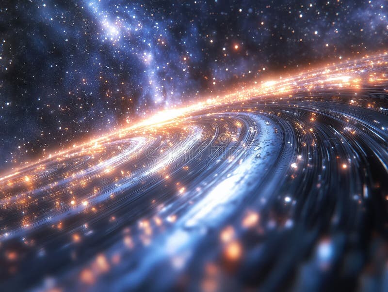 Fast-Rotating Planet with Glowing Rings Stock Illustration ...