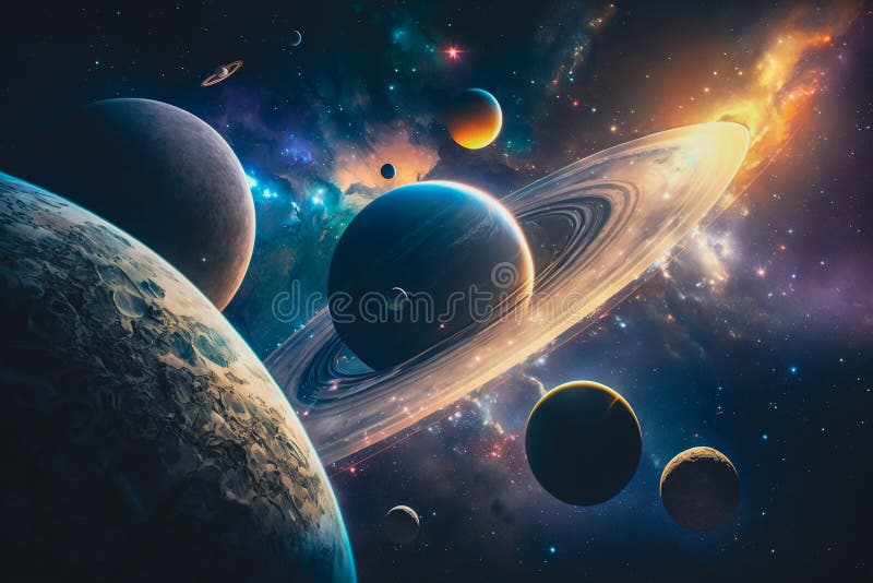 Gravity: a Celestial Body Floating in Space Amongst Planets, Generative ...