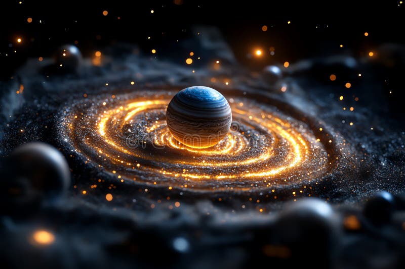 A Celestial Body Surrounded by a Glowing Ring of Energy in a Dark ...