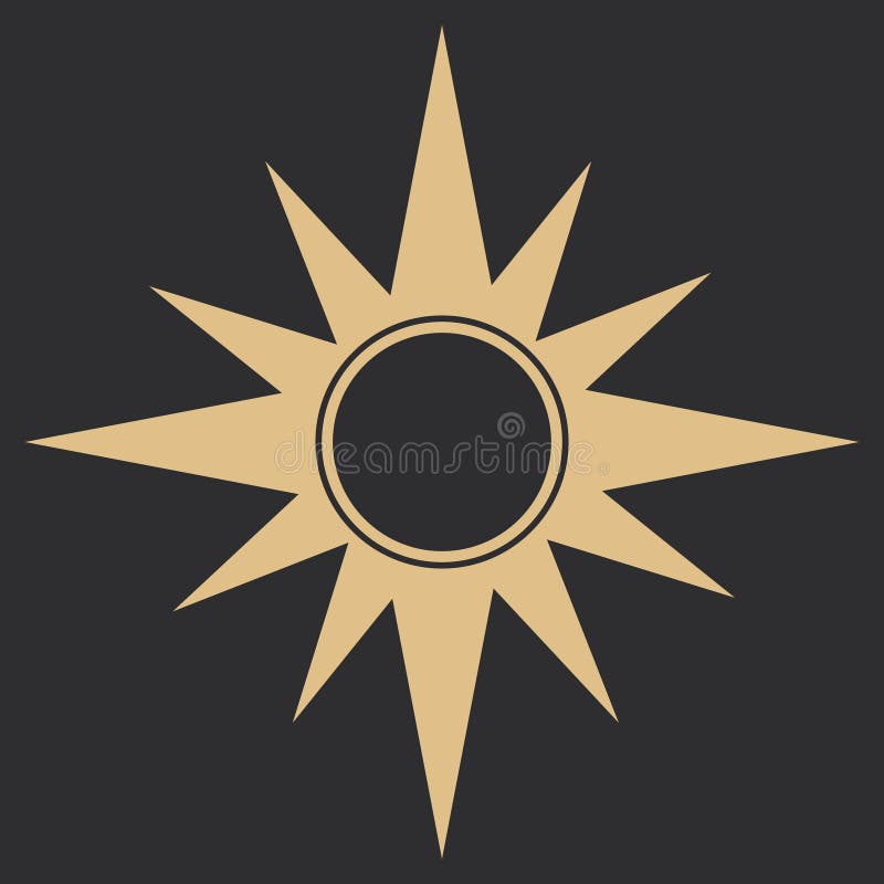 Celestial Border Sun Line Frame Golden, Mystic Shape, Space Element ...