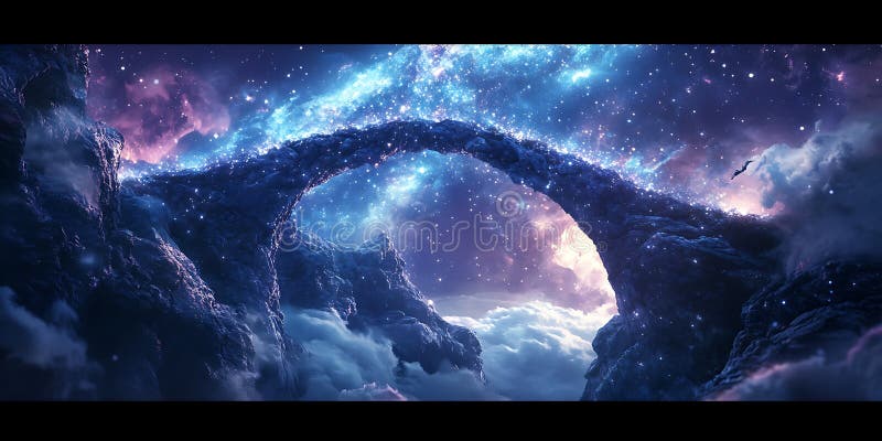 Celestial Bridge Made of Stardust Connecting Two Worlds for Fantasy SciFi and Dreamlike Concepts ...