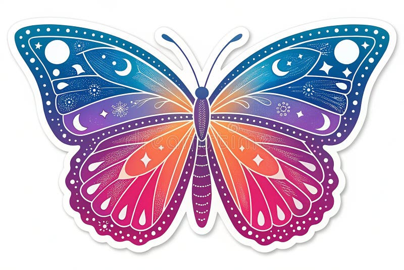 Celestial Butterfly Sticker Stock Illustration - Illustration of ...