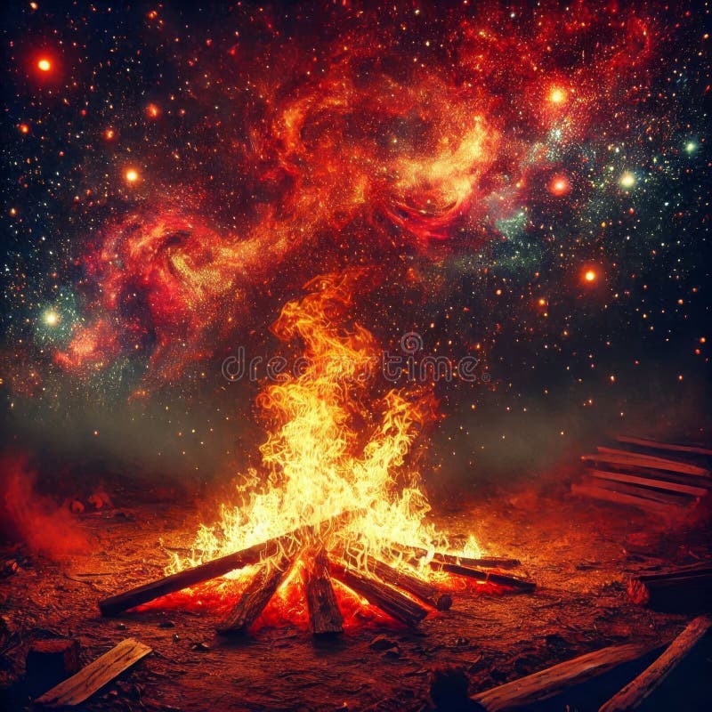Celestial Campfire of the Universe Stock Illustration - Illustration of ...