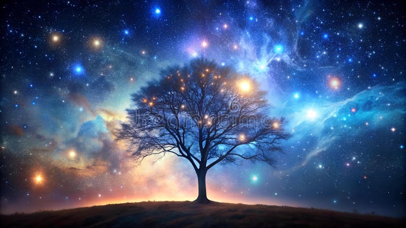 Celestial Canopy a Tapestry of Starlight Woven into a Trees Branches AI ...