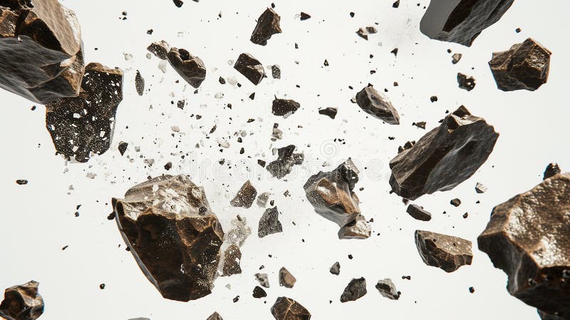 Celestial Cascades: Flying Rocks in Space. Generative Ai Stock ...