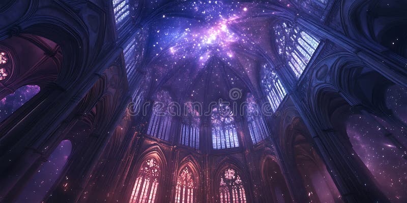 Celestial Cathedral Floating in a Galaxy of Stars for Cosmic Art, Space ...