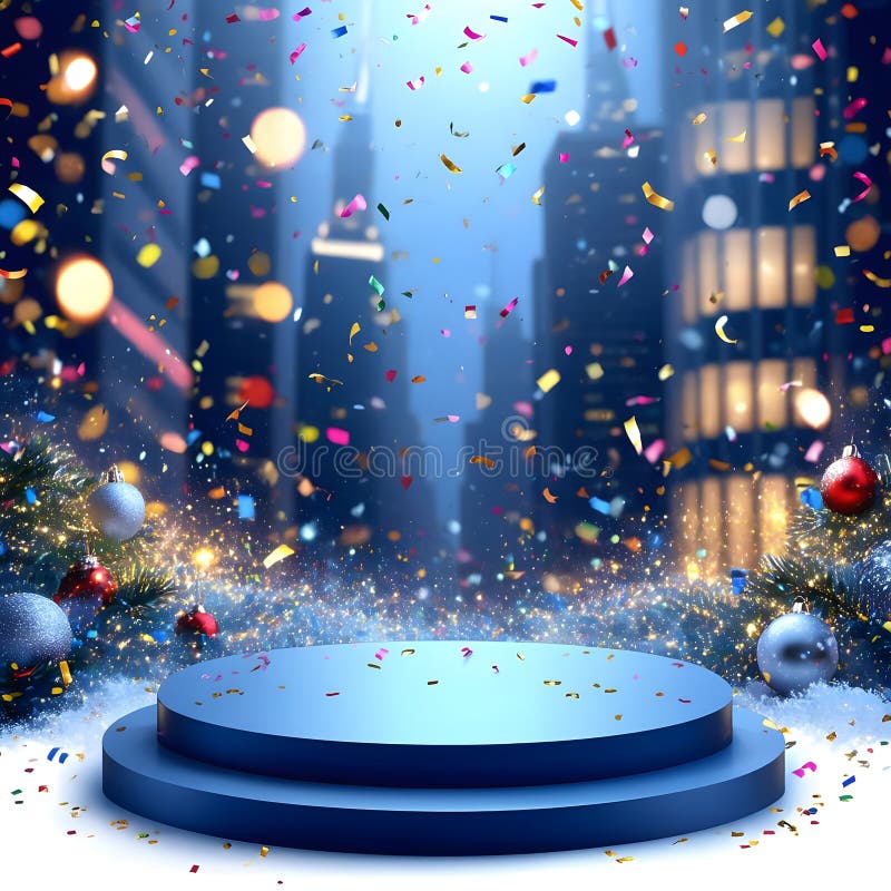 Celestial Celebration Glittering Podium Adorned with Confetti Stock ...