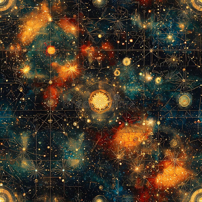 Celestial Chart a Cosmic Tapestry. AI Generated Stock Illustration ...