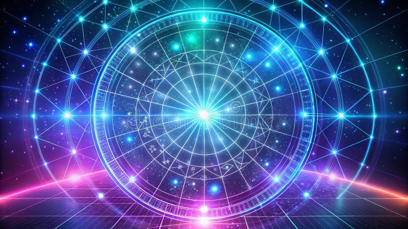 Celestial Chart a Vibrant Cosmic Design with Interconnected Luminous ...