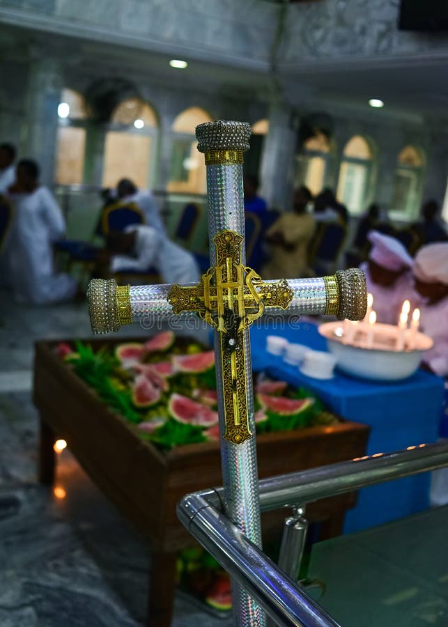 Celestial Church of Christ Crufix Stock Image - Image of candle, fruit ...