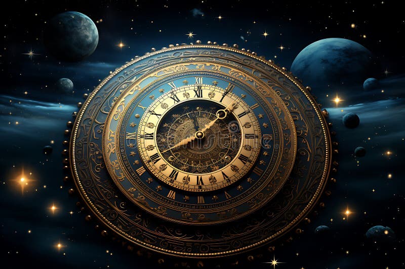 A Celestial Clock in the Night Sky Stock Image - Image of galaxy, star ...