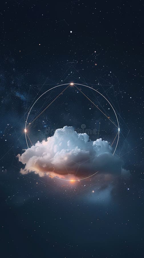 Celestial Cloud with Geometric Design Stock Illustration - Illustration ...