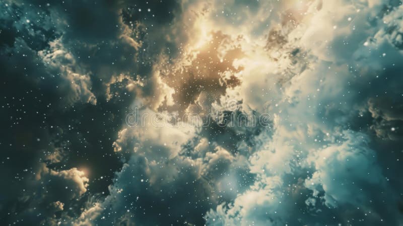 Celestial Cloudscape: Dreamy Sky with Stars, Moody Background Wallpaper Stock Illustration ...