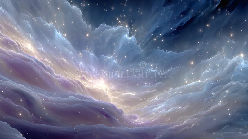 Celestial Cloudscape with Stars Stock Illustration - Illustration of texture, vast: 390702302