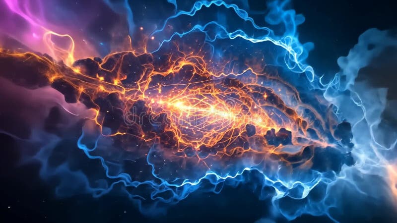 Celestial Collision: Cosmic Lightning Storm in a Nebula Stock Footage ...
