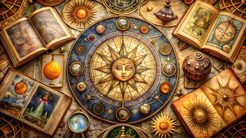 Celestial Compass & Ancient Texts Stock Image - Image of cartography ...