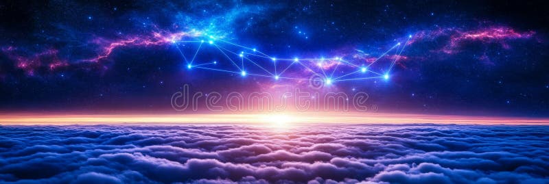 Celestial Connection Above Cloudscape Sunrise Clouds Stars Nebula ...