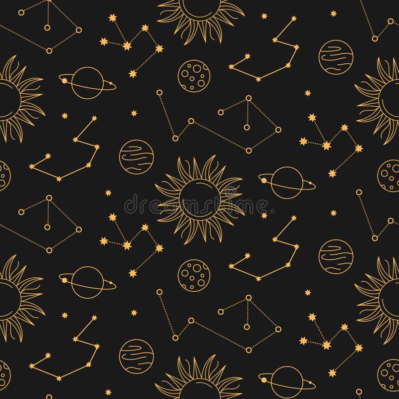 Celestial Seamless Pattern Hands and Stars Stock Vector - Illustration ...