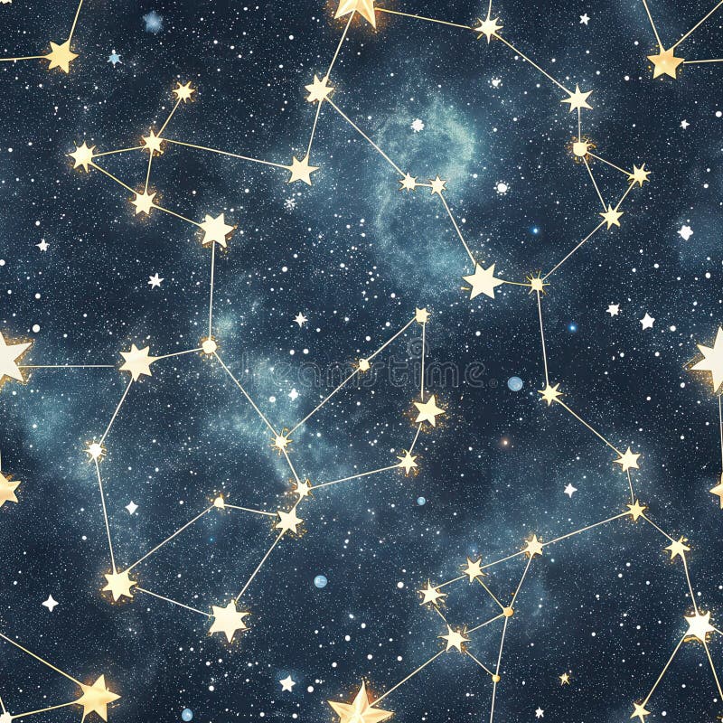 Celestial Constellations in a Starry Night Sky with Glowing Stars and ...