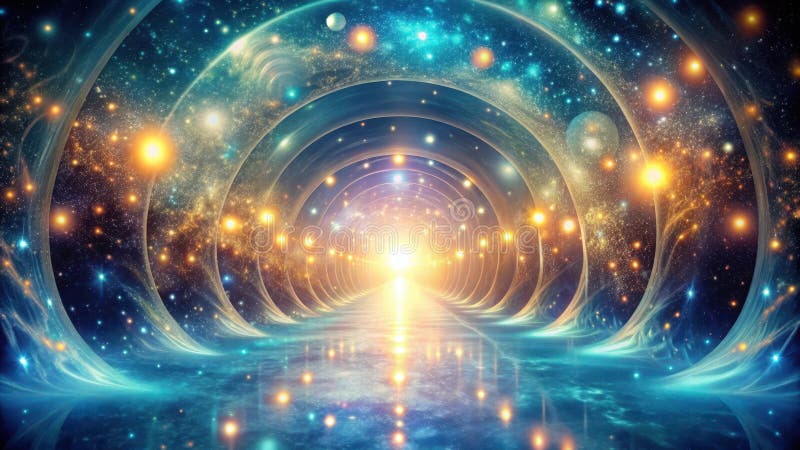A Celestial Corridor Infinite Journey through a Starry Tunnel of Light and Cosmic Wonders ...