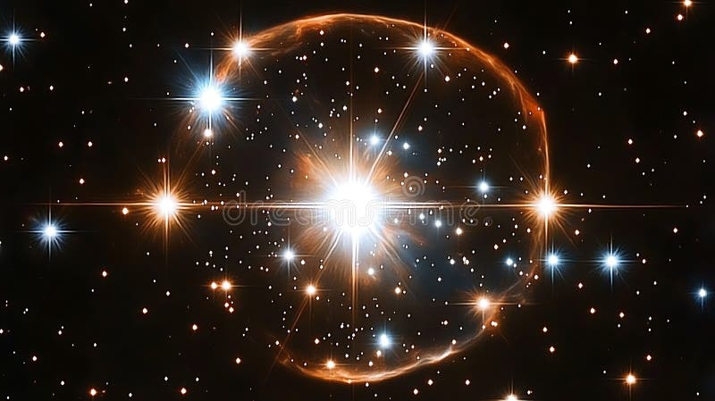 A Celestial Cosmic Space Scene Showcasing Bright Glowing Celestial ...