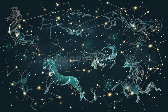 Celestial Creatures: a Constellation of Mythical Beasts Stock ...