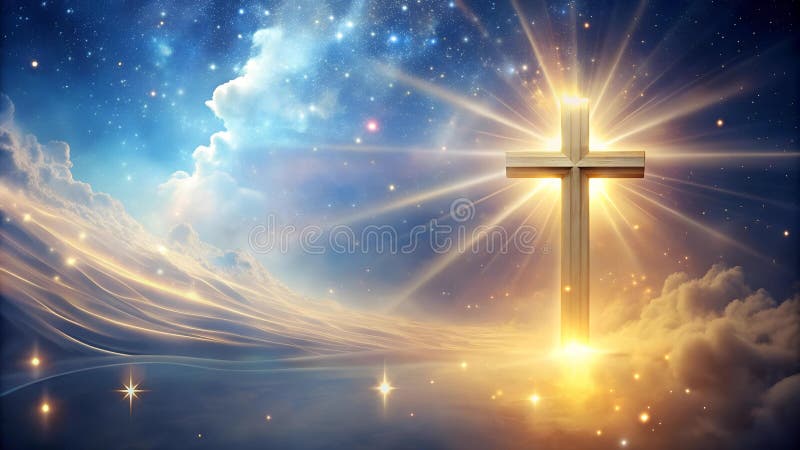 Celestial Cross with Starry Sky AI Generated Stock Illustration ...