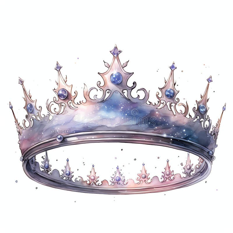 Celestial Crown Fantasy Sky Night Gazing Watercolor Stock Illustration ...