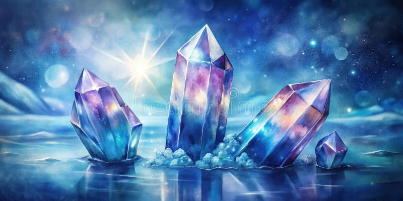 Celestial Crystalline Structures Glimmering on a Frozen Expanse Under a ...