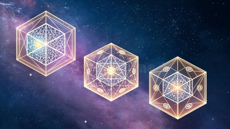 Celestial Cubes a Starry Background Meets a Geometric Grid that Glows ...