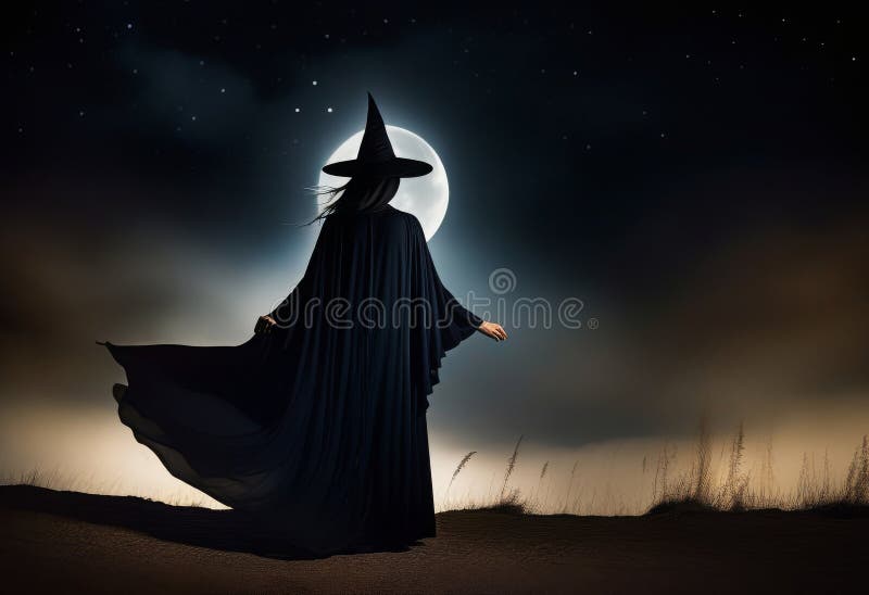 A Celestial Dance in the Moonlit Sky Stock Illustration - Illustration ...