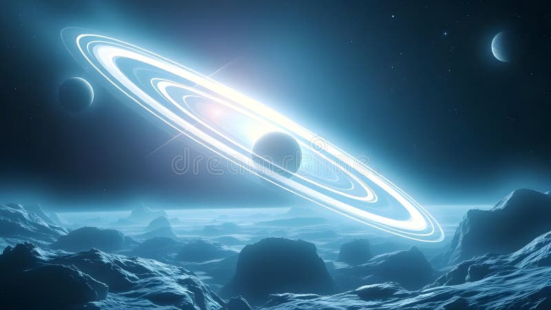 Celestial Dance Planetary Alignment in Glowing Orbits Stock ...